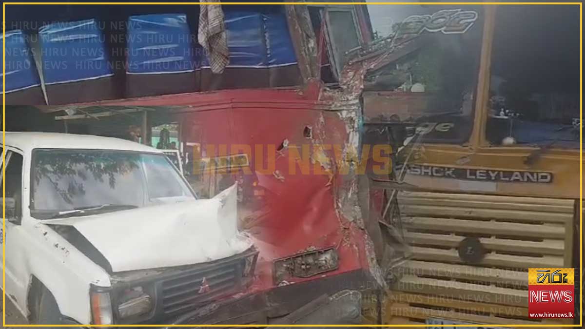 Two injured - lorry collides with police cab and SLTB bus - Hiru News ...
