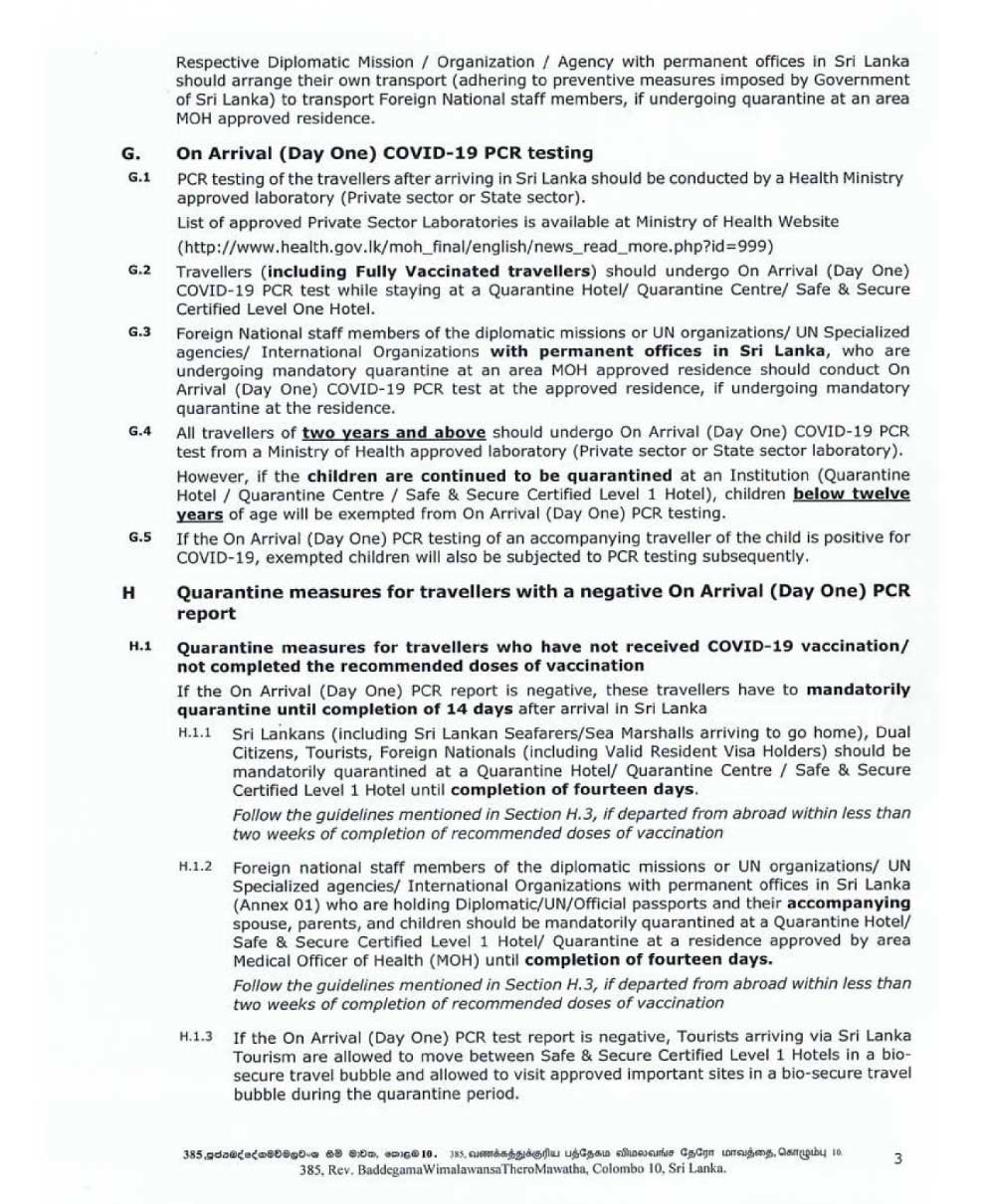 Revised quarantine measures for overseas travelers - Ceylon Independent