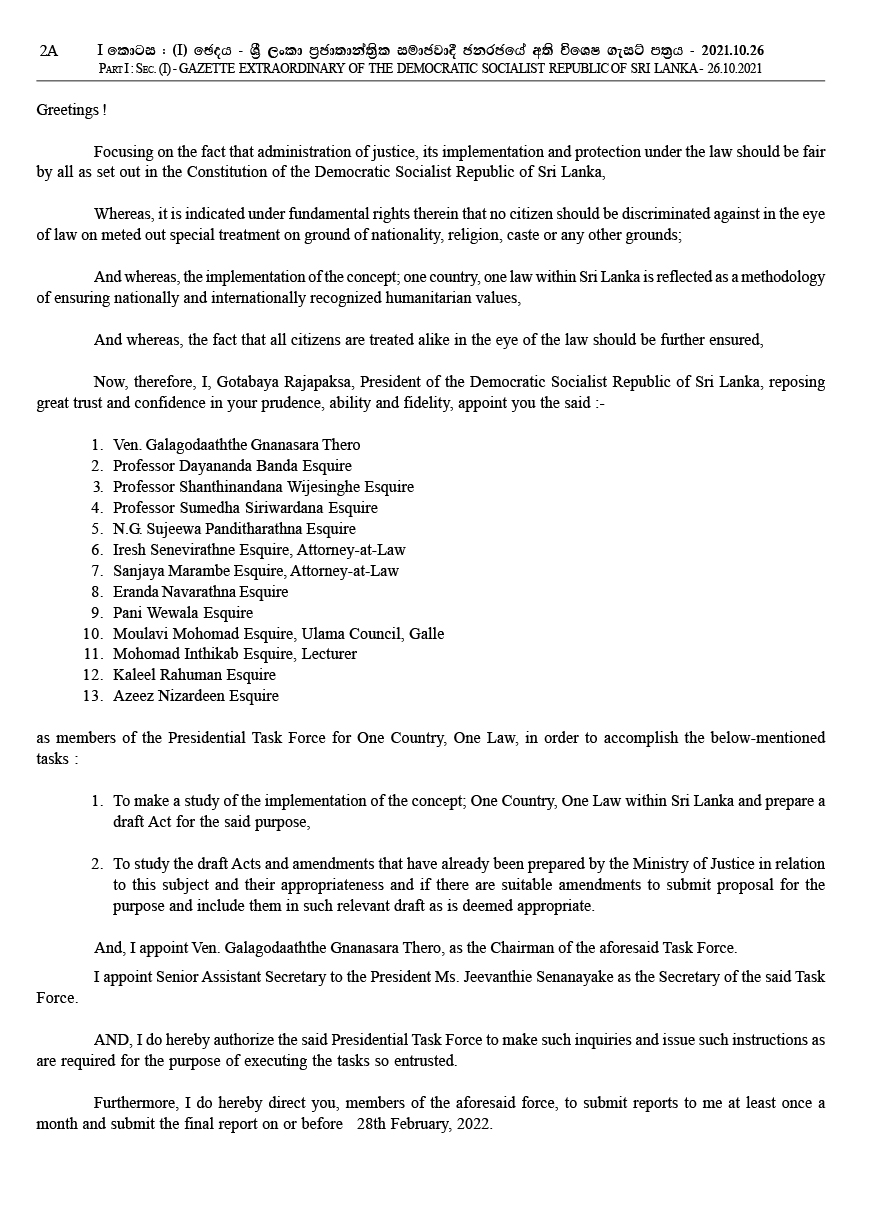 Ven. Gnanasara to chair 'One Country, One Law', Presidential Task Force ...